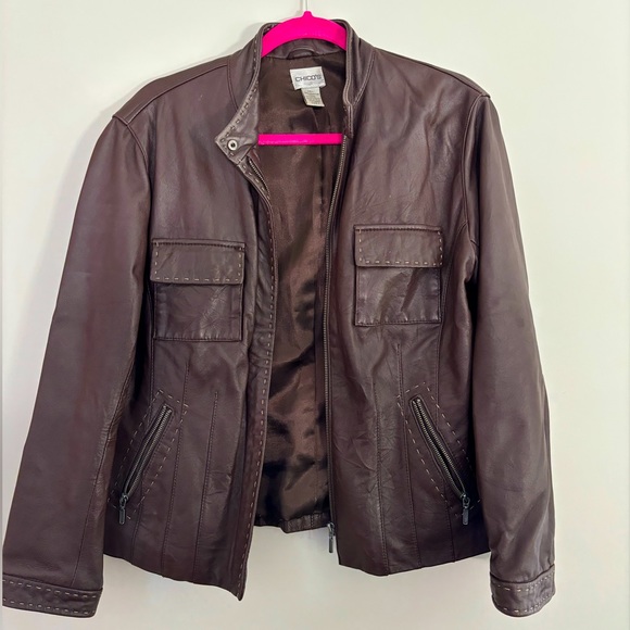 Chico's | Jackets & Coats | Chicos Brown Leather Jacket | Poshmark